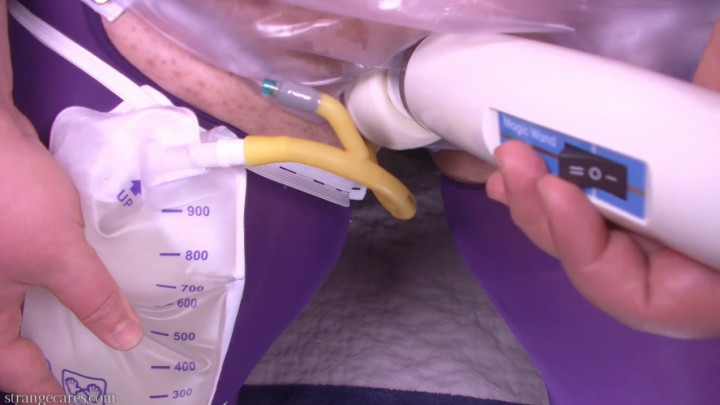 Strangecares Catheter Leg Bag Pvc Panties And Purple Stockings Manyvids