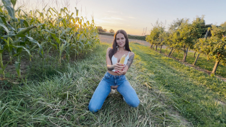NoraDevot - Risky Outdoor CORN COB fuck in the cornfield with Sneakers - ManyVids