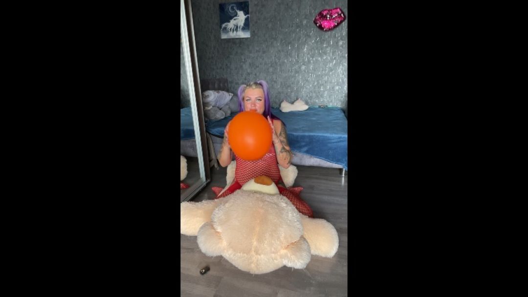 Queenofballoons Girl Play With Big Orange Balloon Manyvids