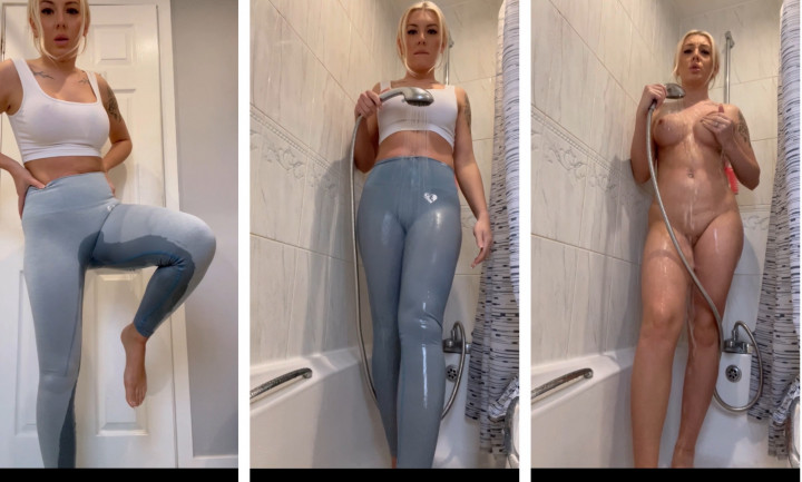 Burstingmeg Wetting New Grey Leggings Manyvids