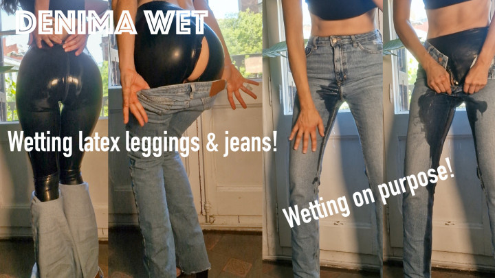Denima Wet Wetting Jeans And Latex Leggings Manyvids